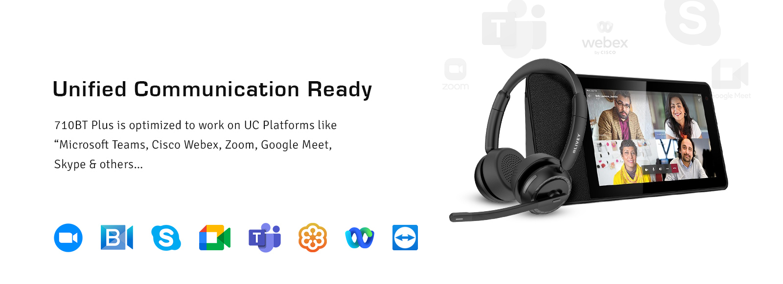 LIVEY 710BT Plus Series: AI Noise Cancelling Wireless Bluetooth Headset ...